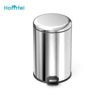 China Round Stainless Steel Foot Pedal Trash Can With Quiet Close Lid for sale