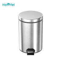 China Round Stainless Steel Foot Pedal Trash Can With Quiet Close Lid for sale