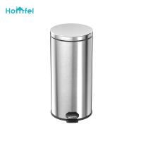 China Round Stainless Steel Foot Pedal Trash Can With Quiet Close Lid for sale