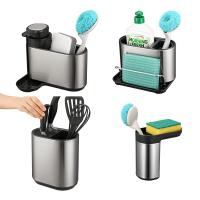 China Sustainable Steel Kitchen Sink Caddy Organizer With Knife Block And Holder for sale