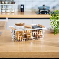China Metal Living Room Organizer White Table Wire Mesh Storage Baskets for sale