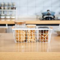 China Metal Living Room Organizer White Table Wire Mesh Storage Baskets for sale