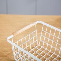 China Metal Living Room Organizer White Table Wire Mesh Storage Baskets for sale