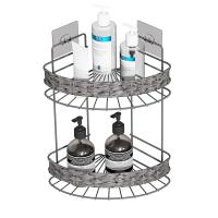 China Wall Mounted Bathroom Metal Storage Rack 2 Tiers Iron Wire Organizer for sale