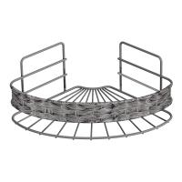 China 218*218*105mm Wall Mounted Bathroom Storage Rack with Woven Basket and Iron Wire for sale