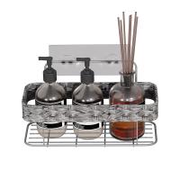 China No Drilling Bathroom Storage Solution Wall Mounted Woven Basket Iron Wire Shower Caddy for sale