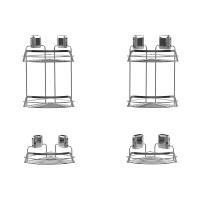 China Bathroom Organizer Suction Cup Iron Wire Corner Rack Stainless Steel Shower Caddy 2 Tiers for sale