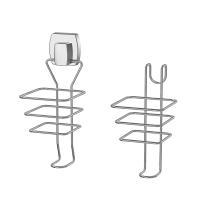 China Stainless Steel Wall Mounted Bathroom Organizer with Suction Cup and Iron Wire Rack for sale