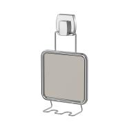 China Bathroom Storage Wall Mounted Iron Wire Rack with Suction Cup and Mirror Placement for sale