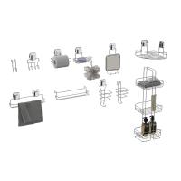 China Bathroom Storage Wall Mounted Iron Wire Rack with Suction Cup and Mirror Placement for sale
