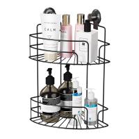 China Double Layer Suction Cup Iron Wire Rack The Ultimate Bathroom Corner Storage Solution for sale