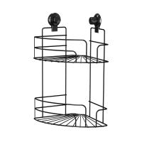 China Double Layer Suction Cup Iron Wire Rack The Ultimate Bathroom Corner Storage Solution for sale