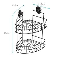 China Double Layer Suction Cup Iron Wire Rack The Ultimate Bathroom Corner Storage Solution for sale