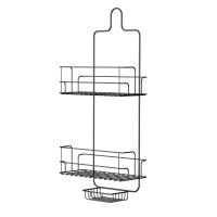 China Sustainable 2 Tier Iron Wire Rack Bathroom Shelf with Hooks and Hanging Design for sale