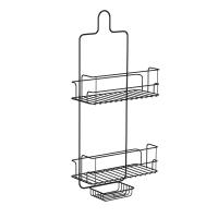 China Sustainable 2 Tier Iron Wire Rack Bathroom Shelf with Hooks and Hanging Design for sale