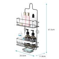 China Sustainable 2 Tier Iron Wire Rack Bathroom Shelf with Hooks and Hanging Design for sale