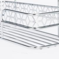 China 2 Tiers Bathroom Iron Rack Wall Mounted Stickers Wire Basket Shower Caddy for Bathroom for sale