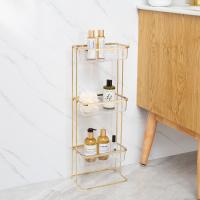 China Standing Metal Corner Shelf Bathroom Caddy 3 Tiers Convenient Modern for sale