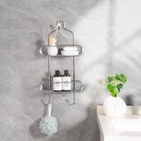 China 2 Tiers Bathroom Organizer Small Hanging Shower Caddy Stainless Steel for sale