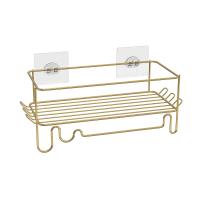 China Single Tier Metal Bathroom Shower Caddy Towel Storage Shelf Bolt Inserting Type for sale