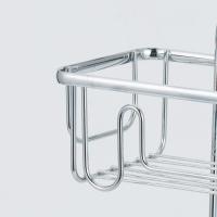 China Stainless Steel 2 Tier Bathroom Hanging Shower Shelf With Adhesive Magic Sticker for sale