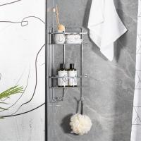 China Effortless 2 Tiers Iron Wire Hanging Shower Organizer No Drilling Required for sale
