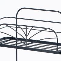 China Iron And Bamboo Bathroom Shower Caddy Wall Mounted 2 Tiers With Wire Basket for sale
