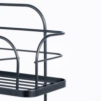China Iron And Bamboo Bathroom Shower Caddy Wall Mounted 2 Tiers With Wire Basket for sale