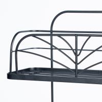 China Iron And Bamboo Bathroom Shower Caddy Wall Mounted 2 Tiers With Wire Basket for sale