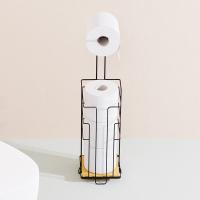 China Bathroom Metal Vertical Standing Toilet Tissue Paper Roll Storage Shelf 14.5*14.5*68cm for sale