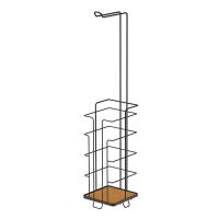 China Bathroom Metal Vertical Standing Toilet Tissue Paper Roll Storage Shelf 14.5*14.5*68cm for sale