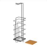 China Bathroom Metal Vertical Standing Toilet Tissue Paper Roll Storage Shelf 14.5*14.5*68cm for sale
