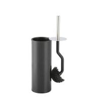 China Silver Curved Design Toilet Cleaning Brush with Holder Stainless Steel OEM Acceptable for sale