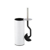 China Silver Curved Design Toilet Cleaning Brush with Holder Stainless Steel OEM Acceptable for sale