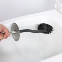China Silver Curved Design Toilet Cleaning Brush with Holder Stainless Steel OEM Acceptable for sale