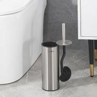 China Silver Curved Design Toilet Cleaning Brush with Holder Stainless Steel OEM Acceptable for sale
