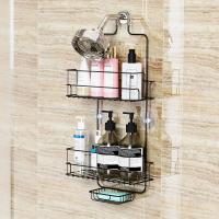 China Sustainable 2 Tier Iron Wire Rack Bathroom Shelf with Hooks and Hanging Design for sale