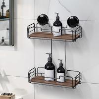 China Bathroom Storage Solution Iron Wire Rack with Suction Cup and Wall Mounting Desig for sale