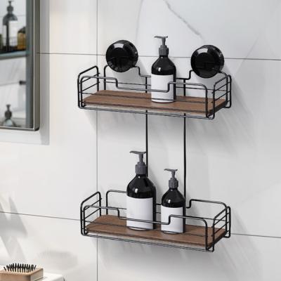 China Bathroom Storage Solution Iron Wire Rack with Suction Cup and Wall Mounting Desig for sale