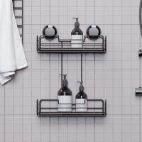 China Bathroom Storage Solution Iron Wire Rack with Suction Cup and Wall Mounting Desig for sale