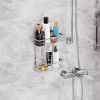 China Stainless Steel Bathroom Organizer Wall Mounted Shower Caddy Suction Cup Iron Wire Rack for sale