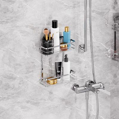 China Stainless Steel Bathroom Organizer Wall Mounted Shower Caddy Suction Cup Iron Wire Rack for sale