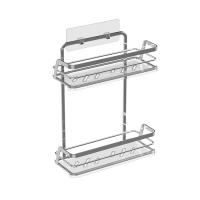 China Stainless Steel Bathroom Organizer Wall Mounted Shower Caddy Suction Cup Iron Wire Rack for sale