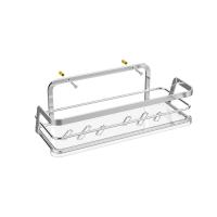 China No Drilling Wall Mounted Shower Caddy Stainless Steel Iron Wire Rack for Bathroom for sale