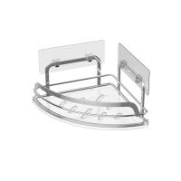 China Stainless Steel Wall Mounted Shower Caddy Non-Folding Iron Wire Rack with Suction Cup for sale