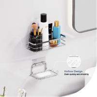 China Stainless Steel Shower Caddy Wall Mounted Iron Wire Rack for Bathroom Organization for sale