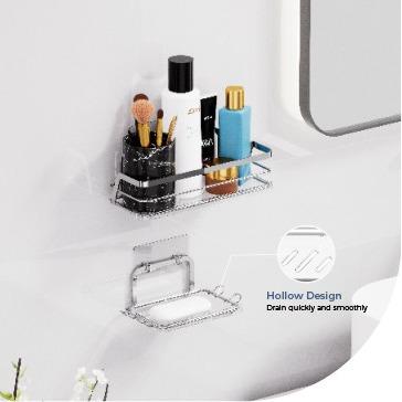 China Stainless Steel Shower Caddy Wall Mounted Iron Wire Rack for Bathroom Organization for sale