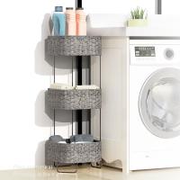 China 3 Tiers Japanese Bathroom Organizer Storage Rack With Woven Baskets for sale
