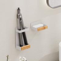 China No Drilling Bathroom Shower Rack With Soap Dish Chrome Finish 100*79*50mm Size for sale