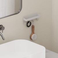 China No Drilling Bathroom Shower Rack With Soap Dish Chrome Finish 100*79*50mm Size for sale